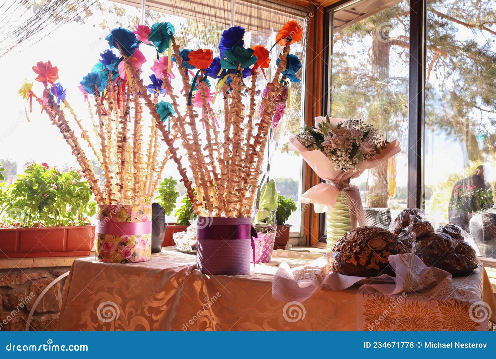 Traditional Wedding Pastries with Decorations Stock Photo - Image of ...