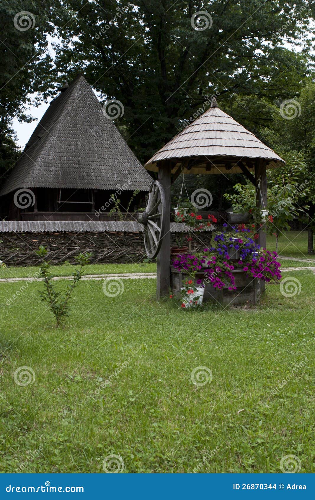 Vintage Well and Traditional House from Dobrogea Stock Photo - Image of ...