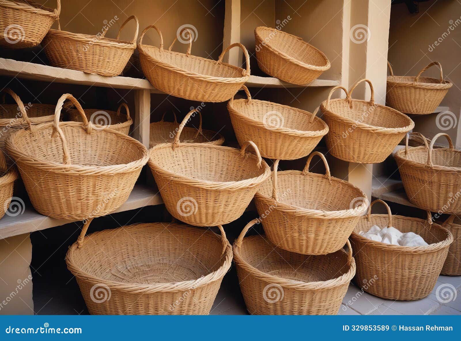 Traditional Wicker Baskets, Exhibited In Market Shops Stock Image | CartoonDealer.com #329853589