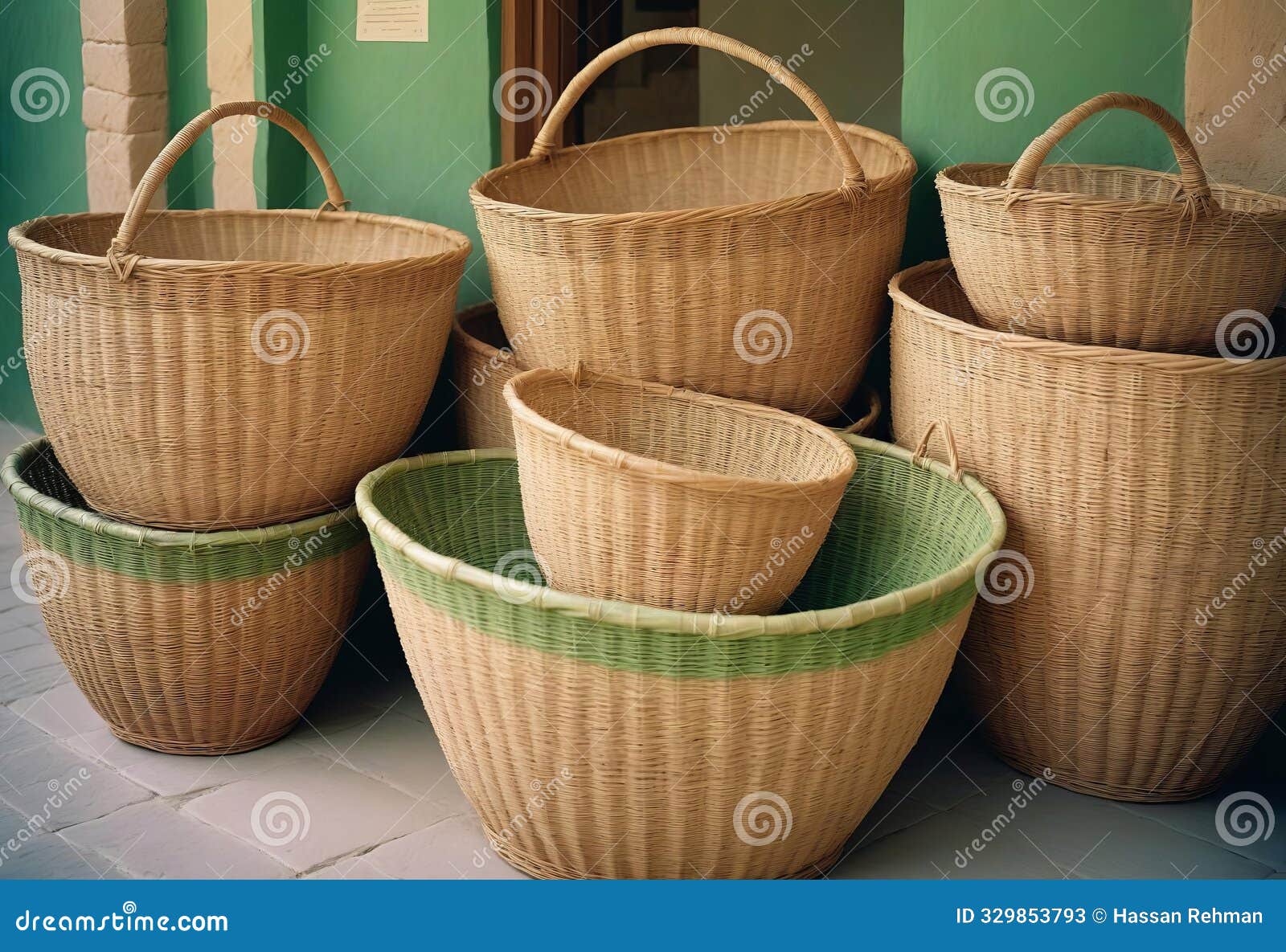 Traditional Wicker Baskets, Exhibited In Market Shops Royalty-Free ...