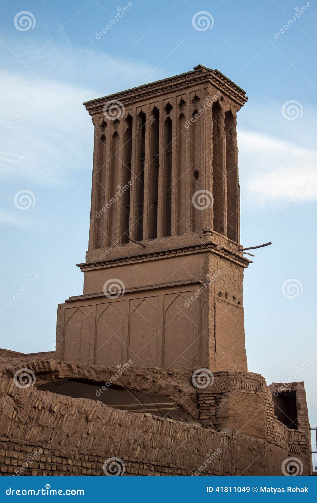 Traditional Wind Tower in Yazd Stock Image - Image of breeze, ancient ...