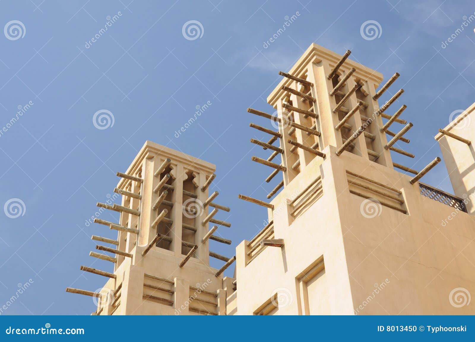 Traditional Wind Towers in Dubai Stock Photo - Image of windcatcher ...