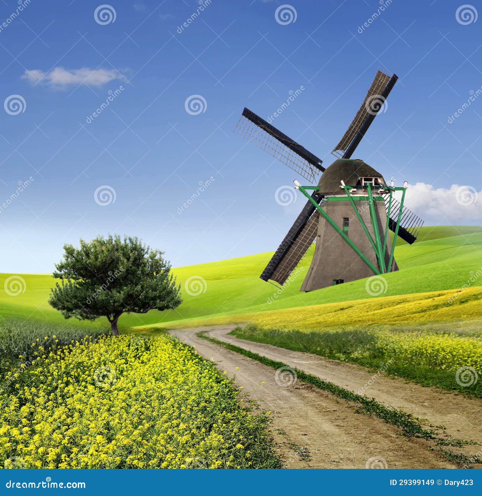 Traditional Windmill in the Countryside Stock Image - Image of ...