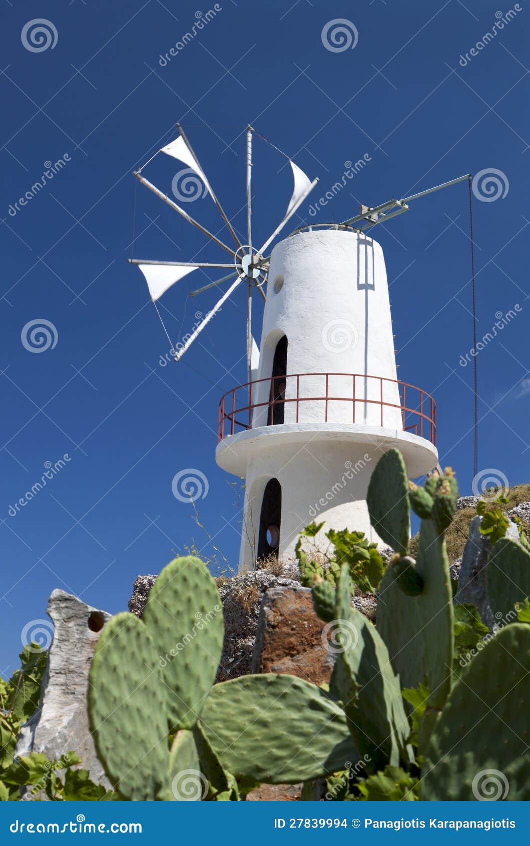 Traditional Windmill at Crete, Greece Stock Photo - Image of european ...