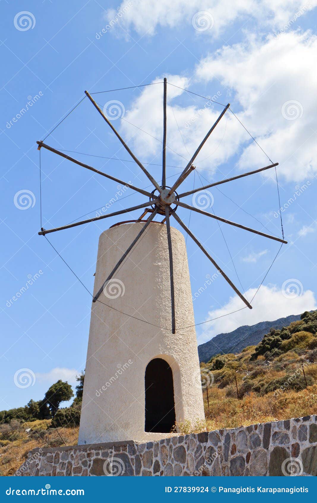 Traditional Windmill at Crete Island Stock Photo - Image of kriti ...