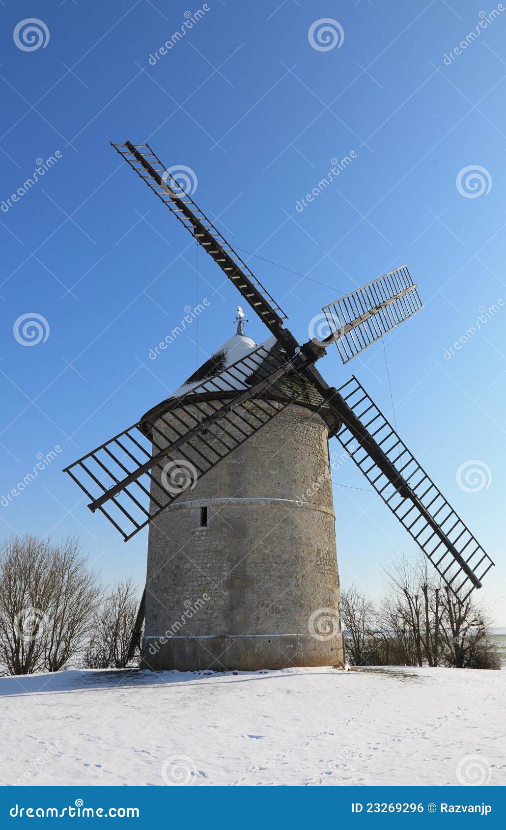 Traditional Windmill in Winter Stock Photo - Image of fashioned ...