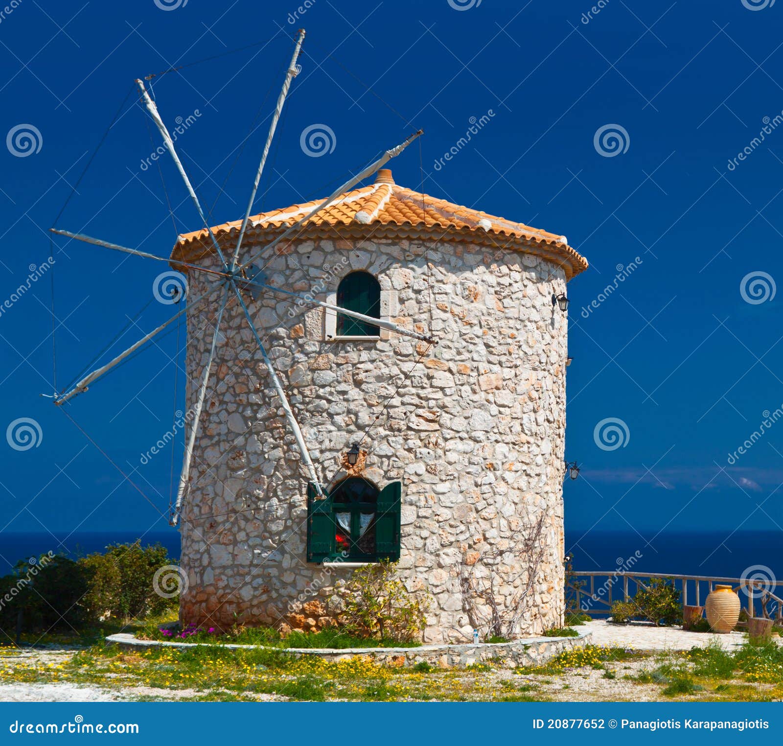 Traditional Windmill at Zakynthos, Greece Stock Photo - Image of ...