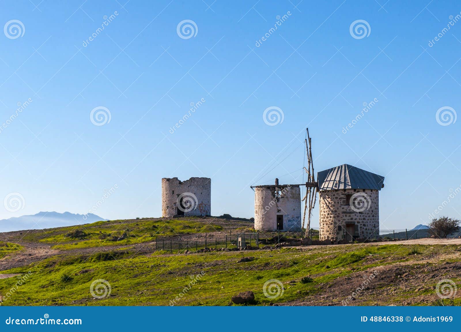 Traditional Windmills in Bodrum Stock Photo - Image of turkey ...