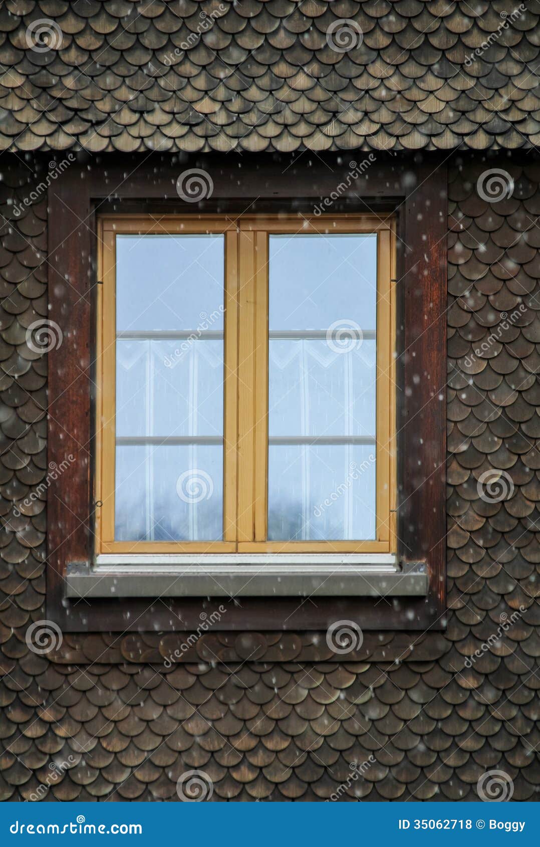 Traditional Window from Austria at Winter Stock Photo - Image of ...