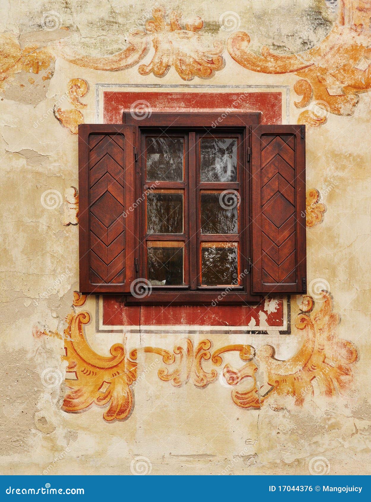 Traditional Window on Fresco Wall Stock Photo - Image of heritage ...