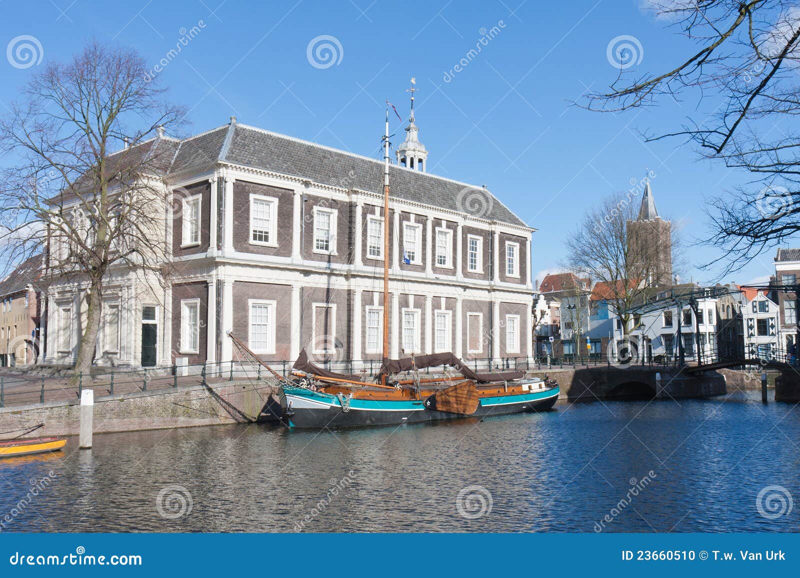 Traditional Wooden Barge in Old Dutch Harbor Stock Photo - Image of ...