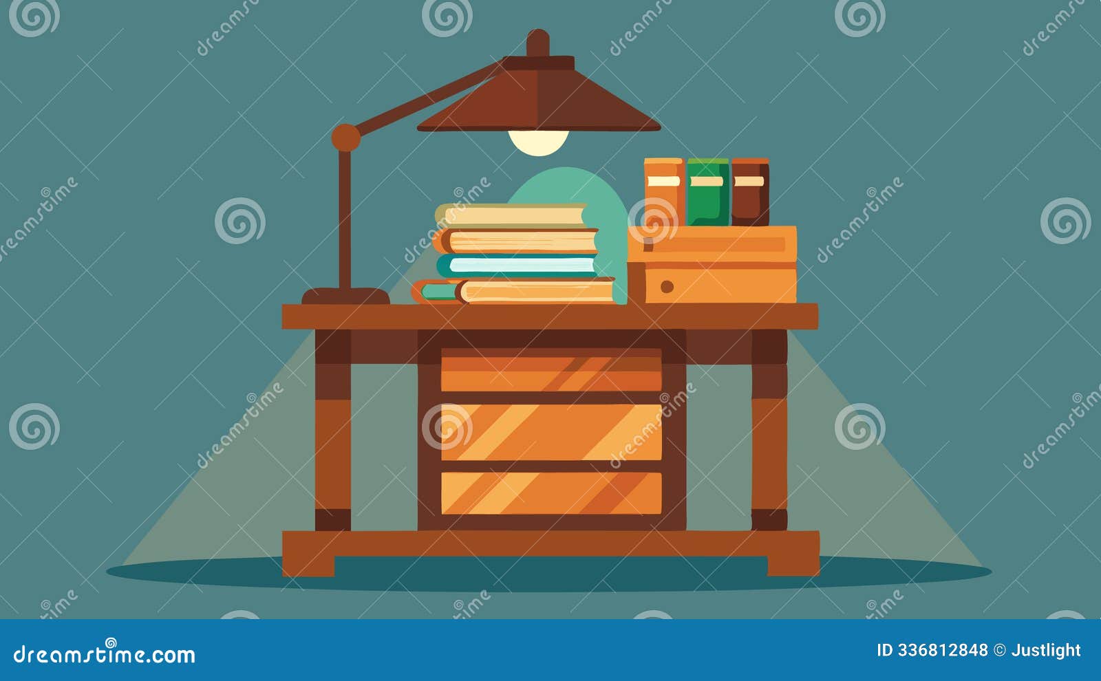 A Traditional Wooden Carrel with a Lamp and a Stack of Reference Books ...