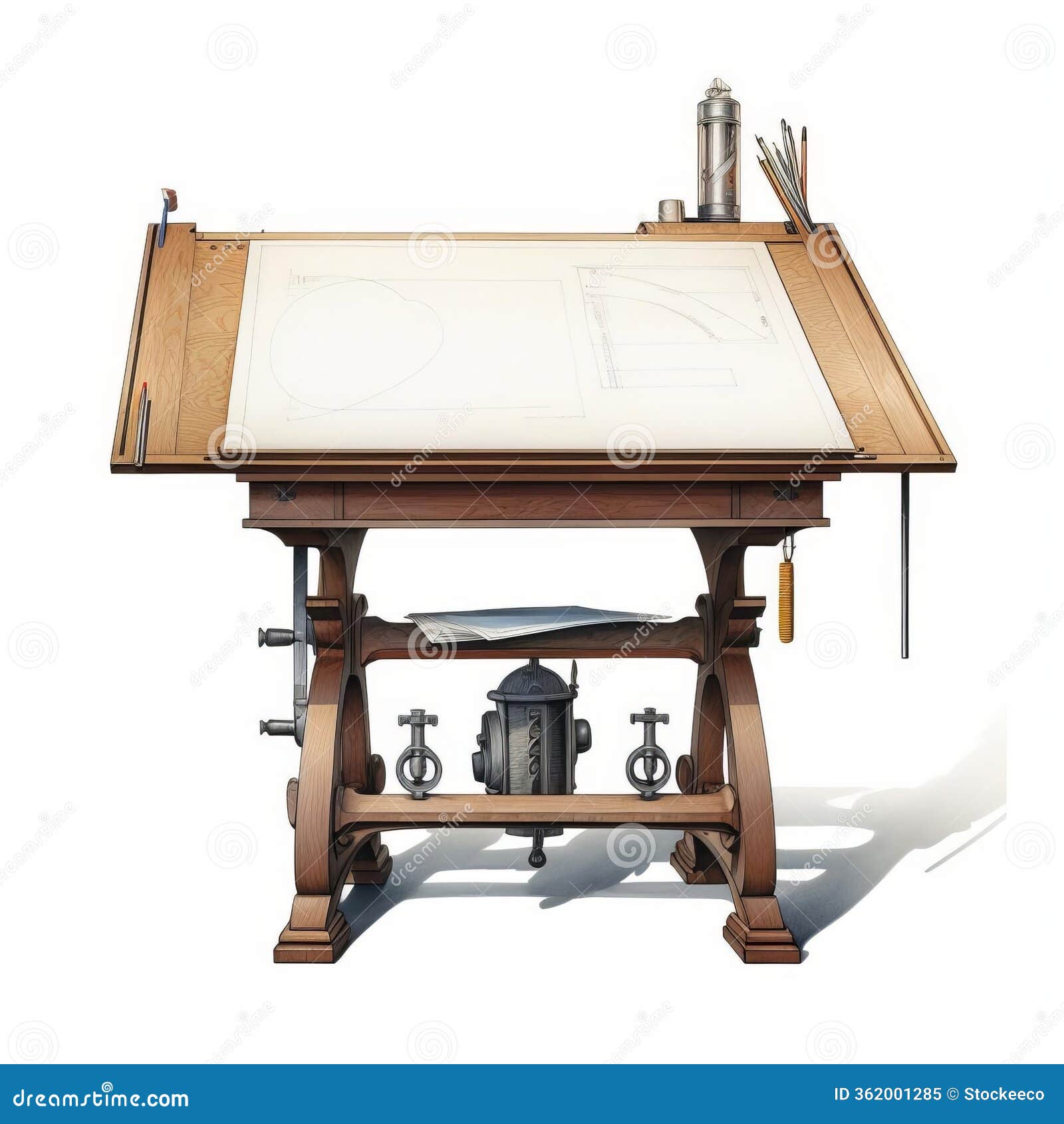 Traditional Wooden Drafting Table with Classic Craftsmanship Details ...