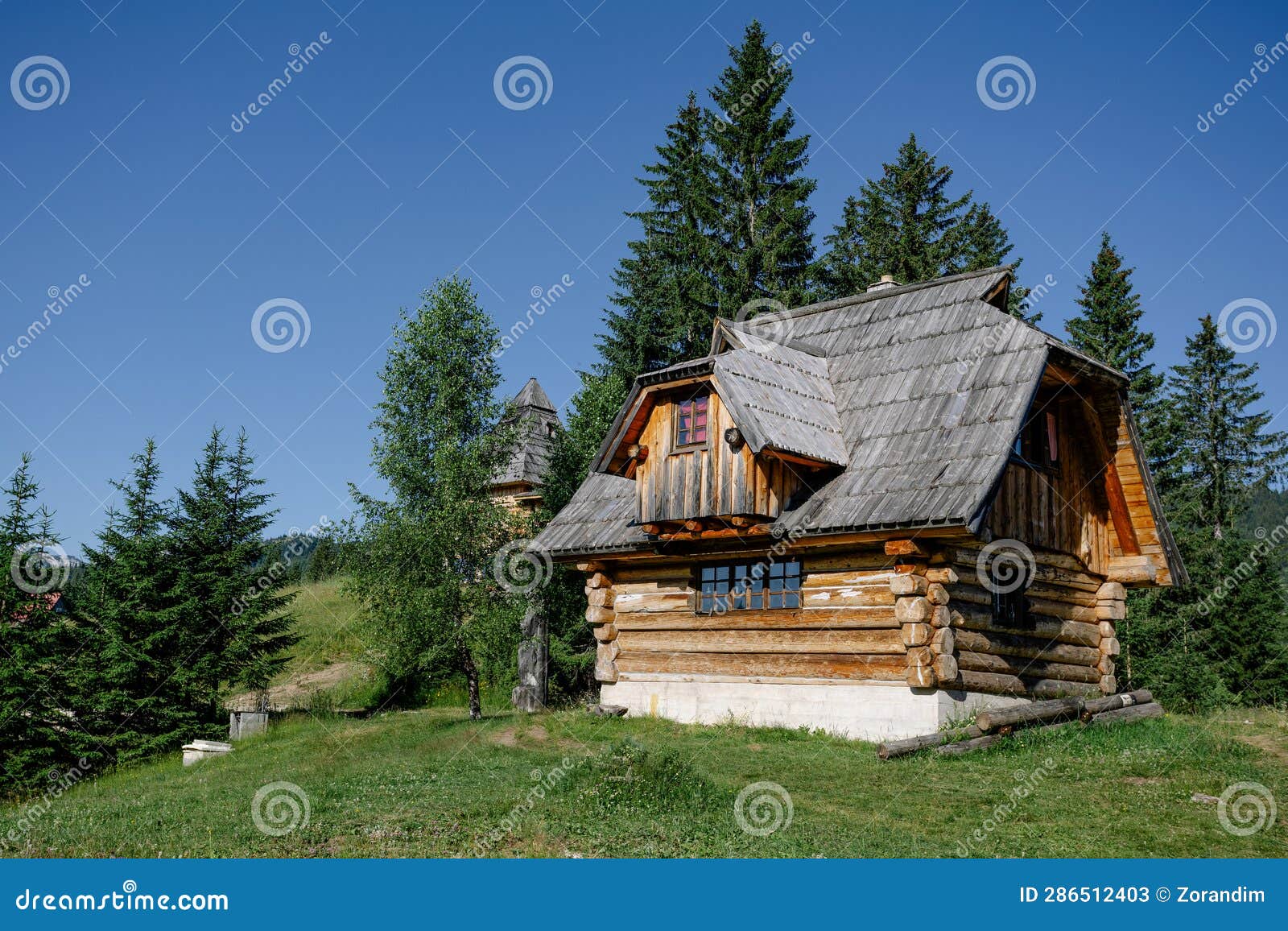 Traditional Wooden House in the Forest Stock Image - Image of ...