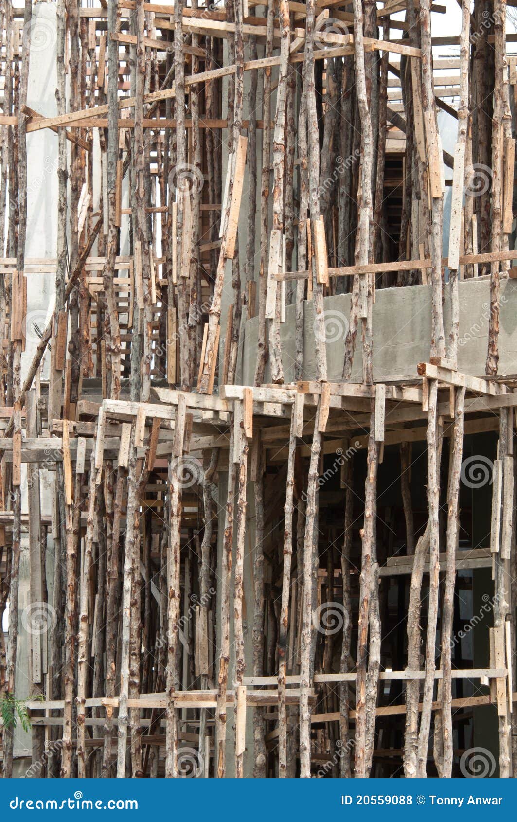 Traditional Wooden Scaffolding Stock Photo - Image of support, levels ...