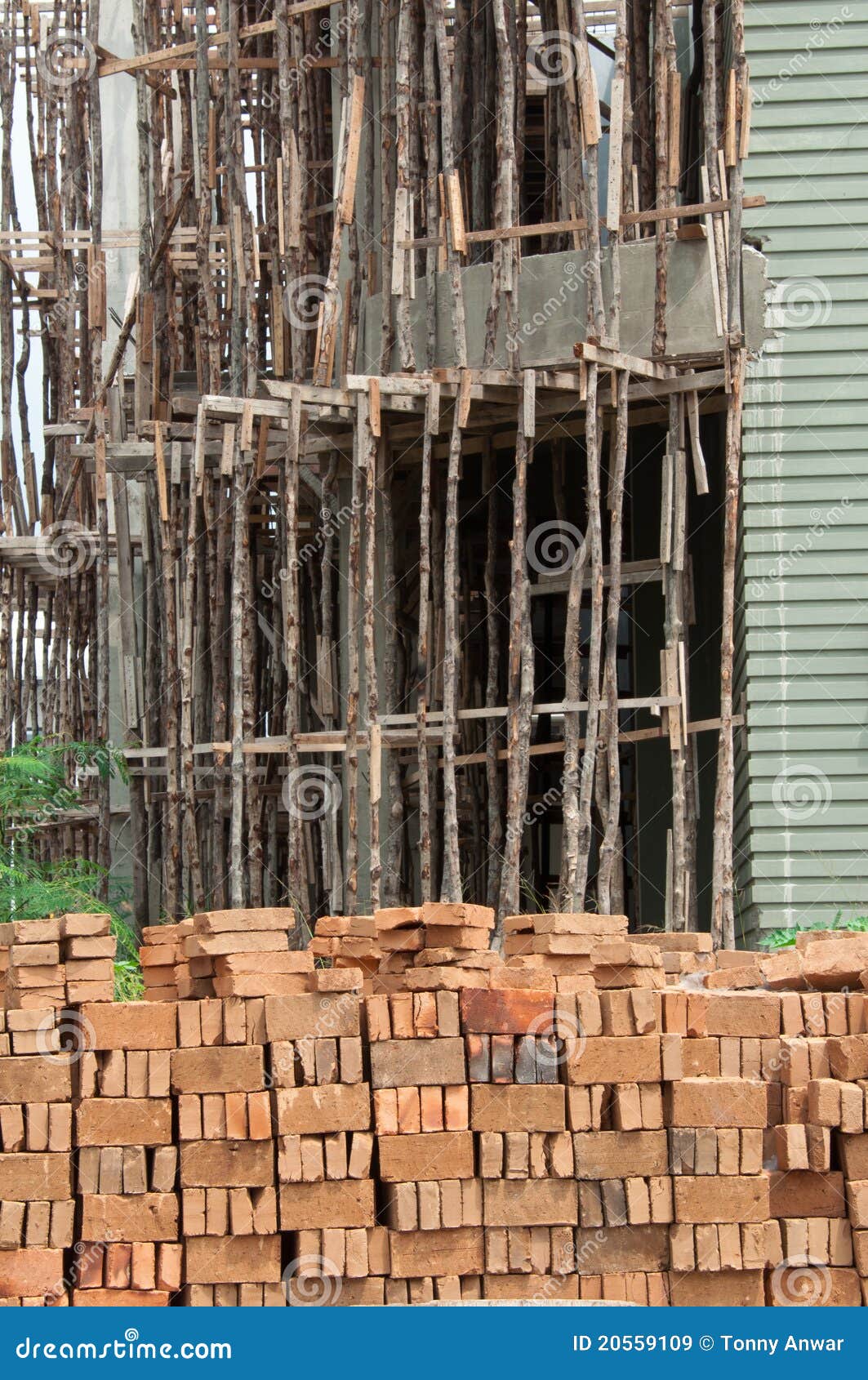 Traditional Wooden Scaffolding Stock Image - Image of stability ...