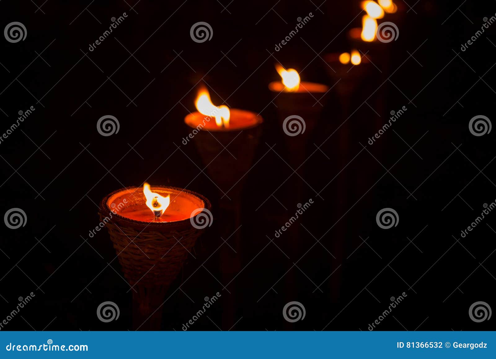 Traditional Wooden Torch Flame Stock Photo - Image of black, lantern ...