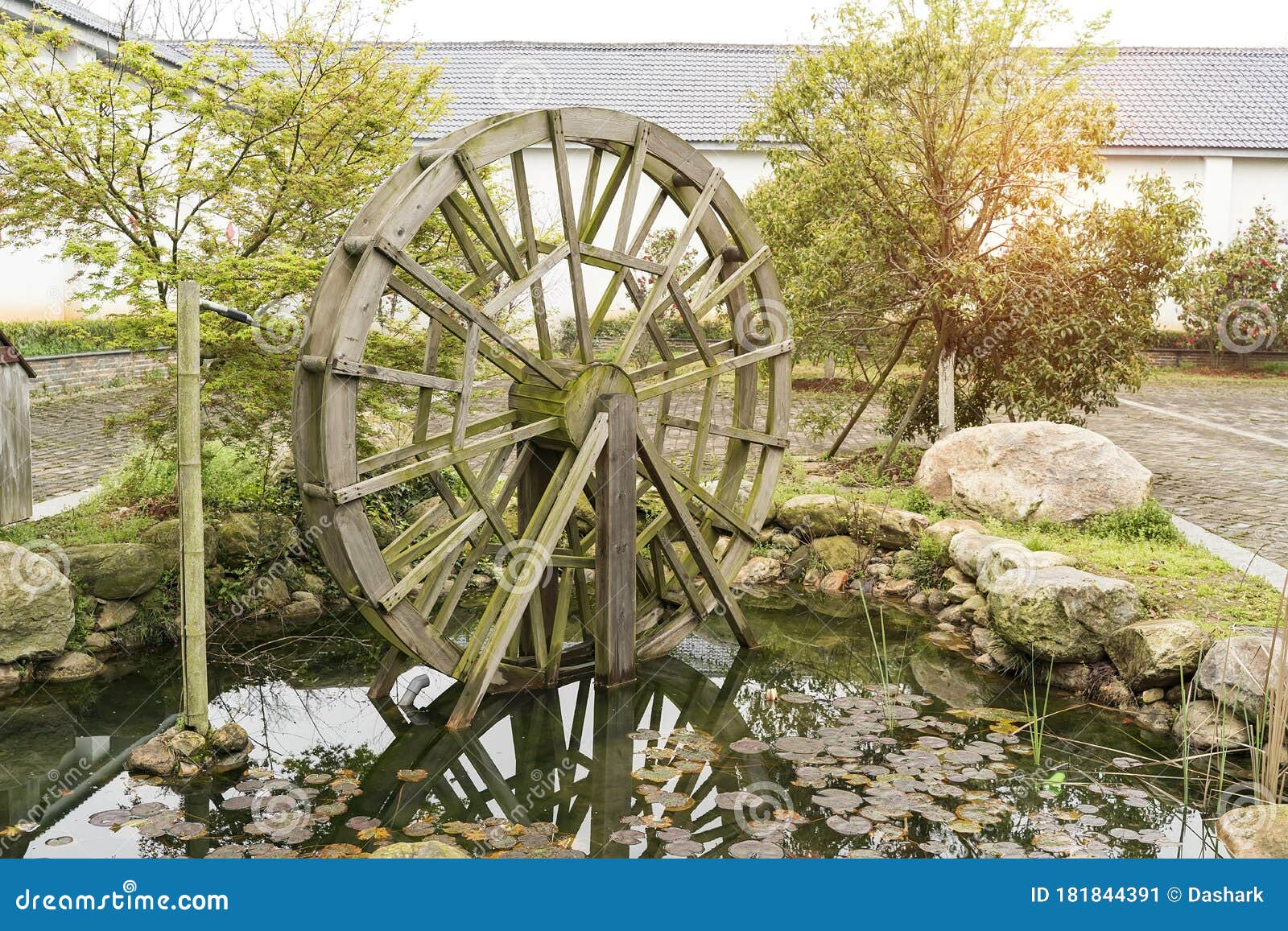 Wooden Water Wheel Spinning Stock Image - Image of history, culture ...