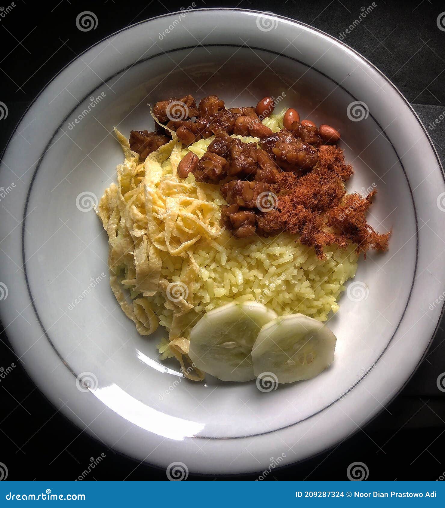 Traditional Yellow Rice Menu for a Simple Birthday Celebration Stock ...