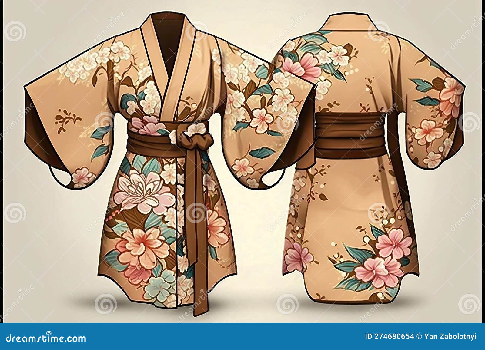 Traditional Yukata with a Floral Pattern. Generative AI Stock ...