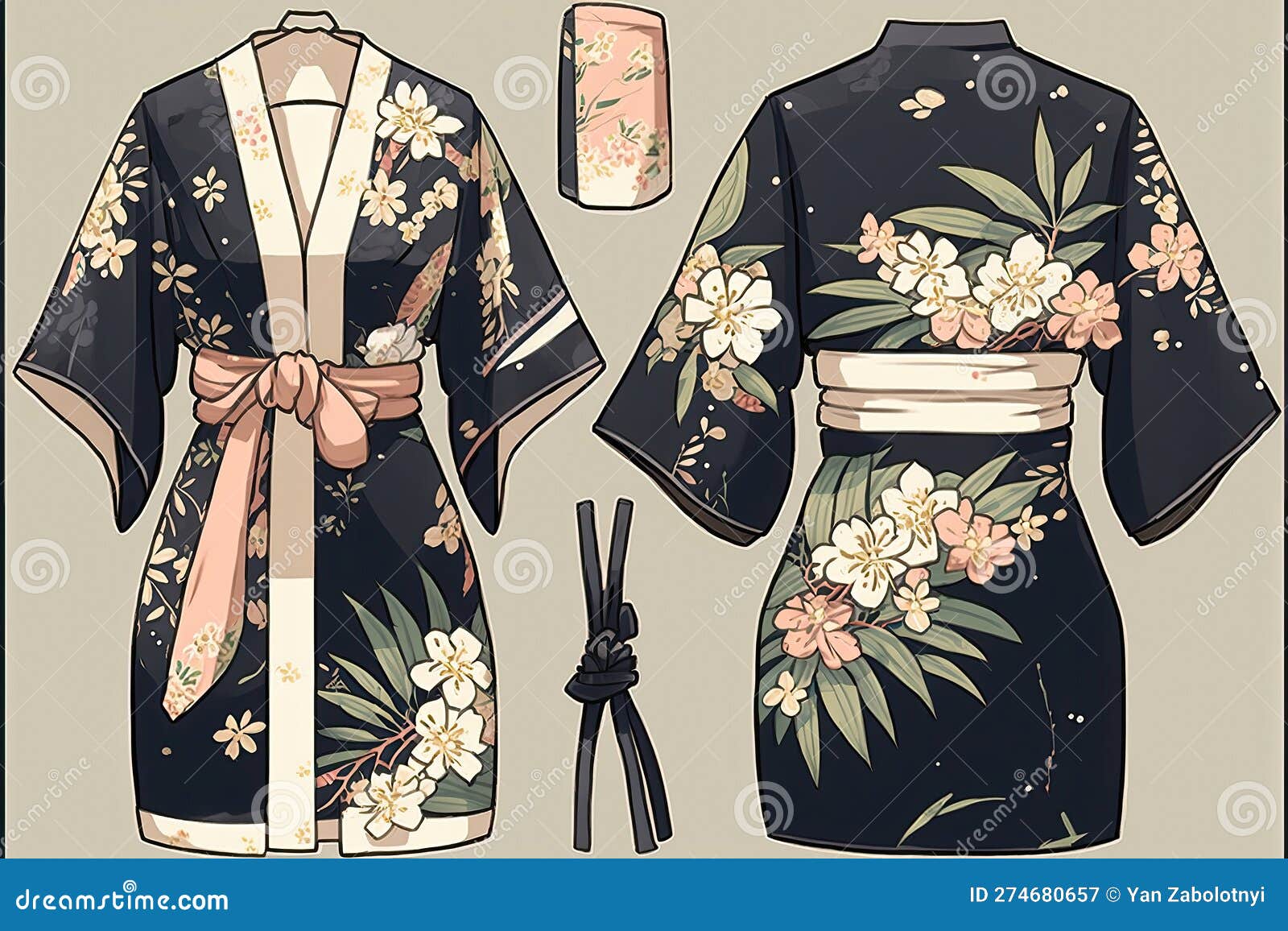 Traditional Yukata with a Floral Pattern. Generative AI Stock ...