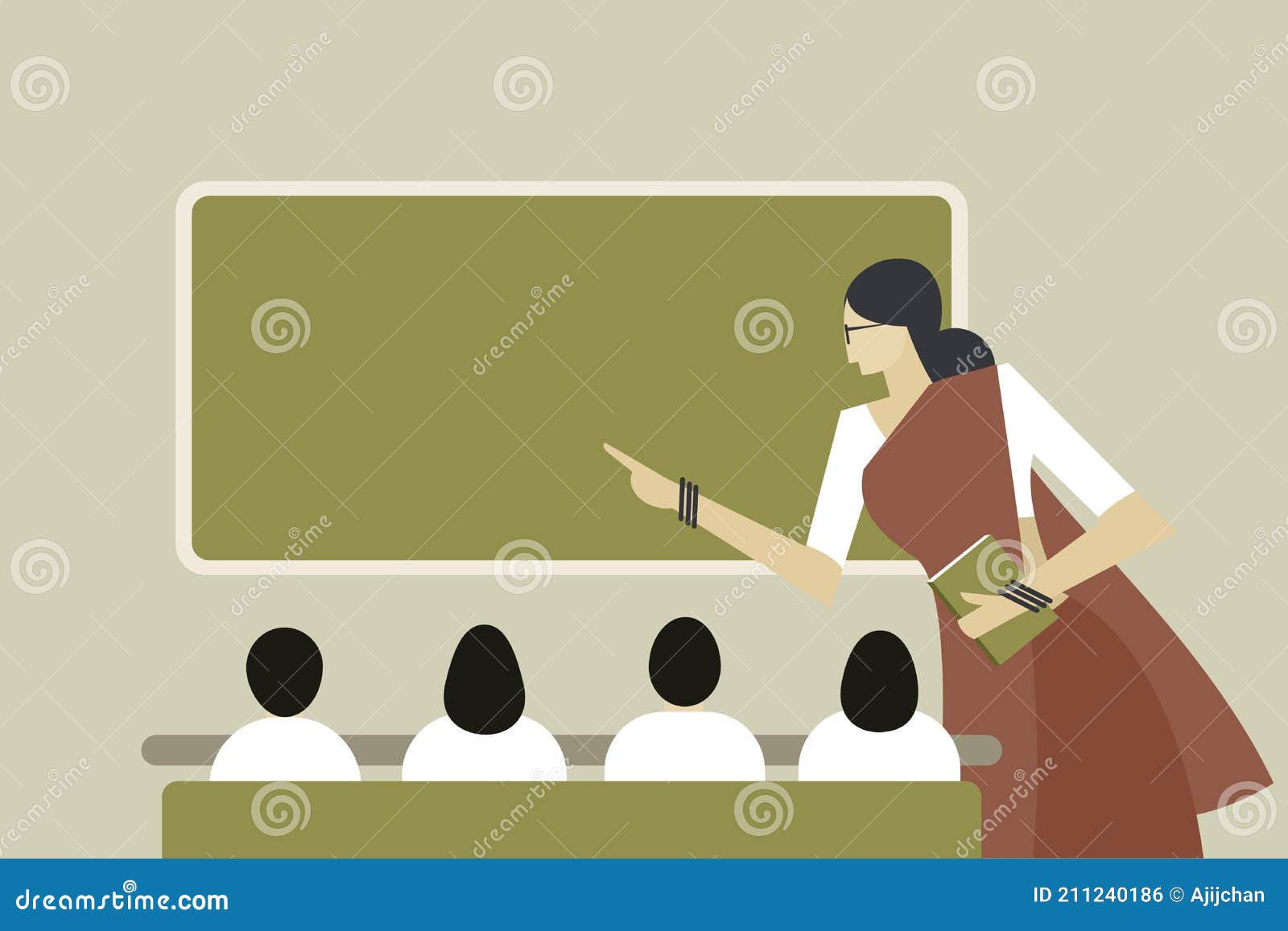 An Indian Teacher In A Namaste Pose Standing In Front Of A Public ...