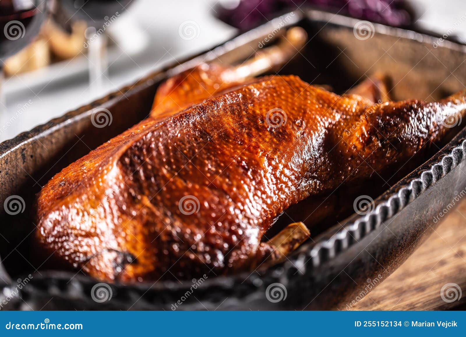 Traditionally Roasted Goose in an Original Baking Dish Stock Photo ...