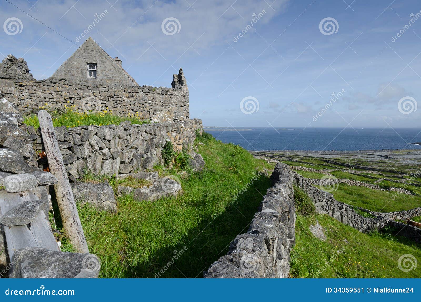 Traditionele Boerderij, Inismeain, Aran Eilanden, Ierland Stock ...