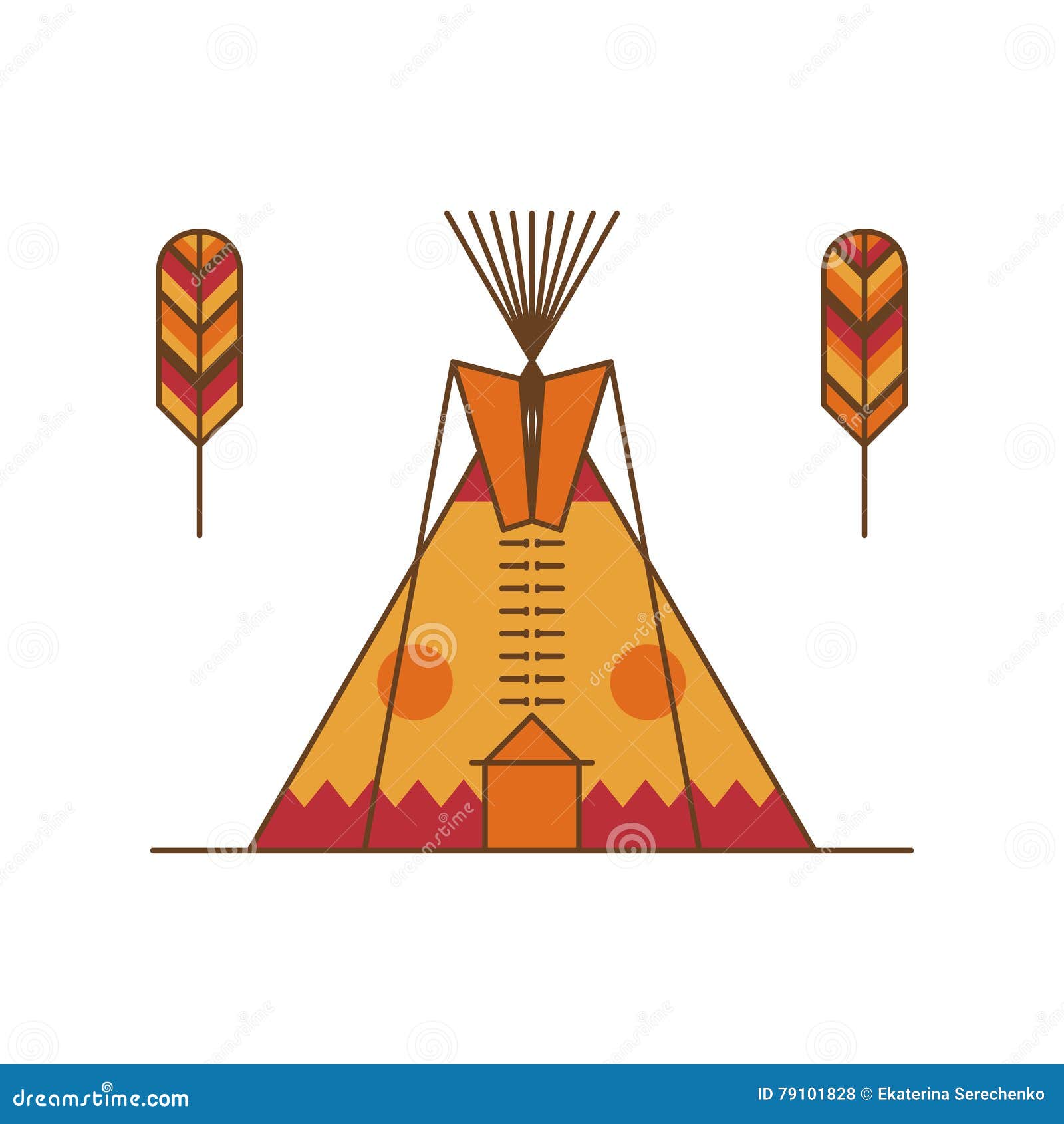 Traditionele Inheemse Amerikaanse Tipi En Veren Vector Illustratie ...