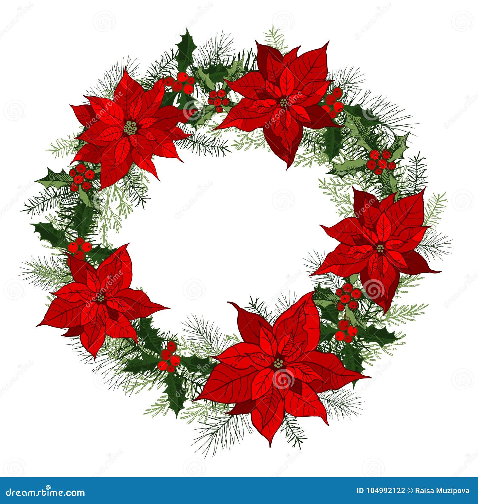 Traditionell Klassisk Julkrans Vektor Illustrationer - Illustration av ...