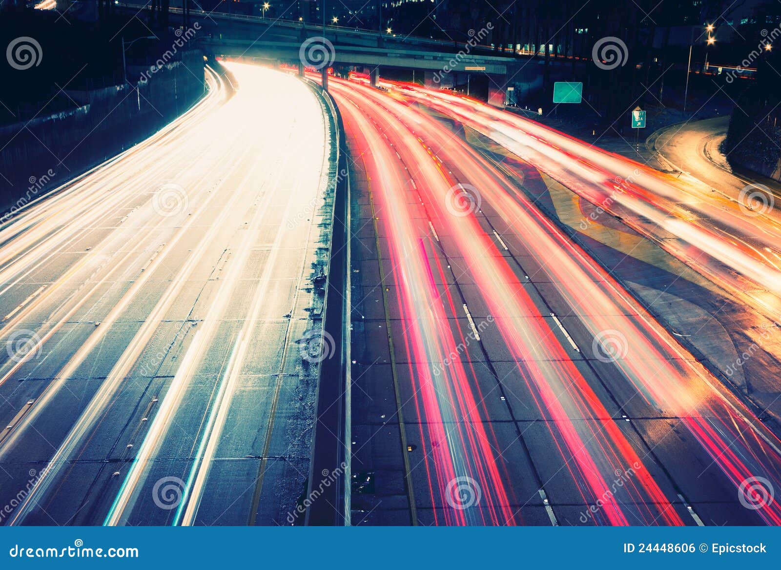 Traffic On The Freeway During A Storm. Heavy Rain On A Road Stock Photo ...