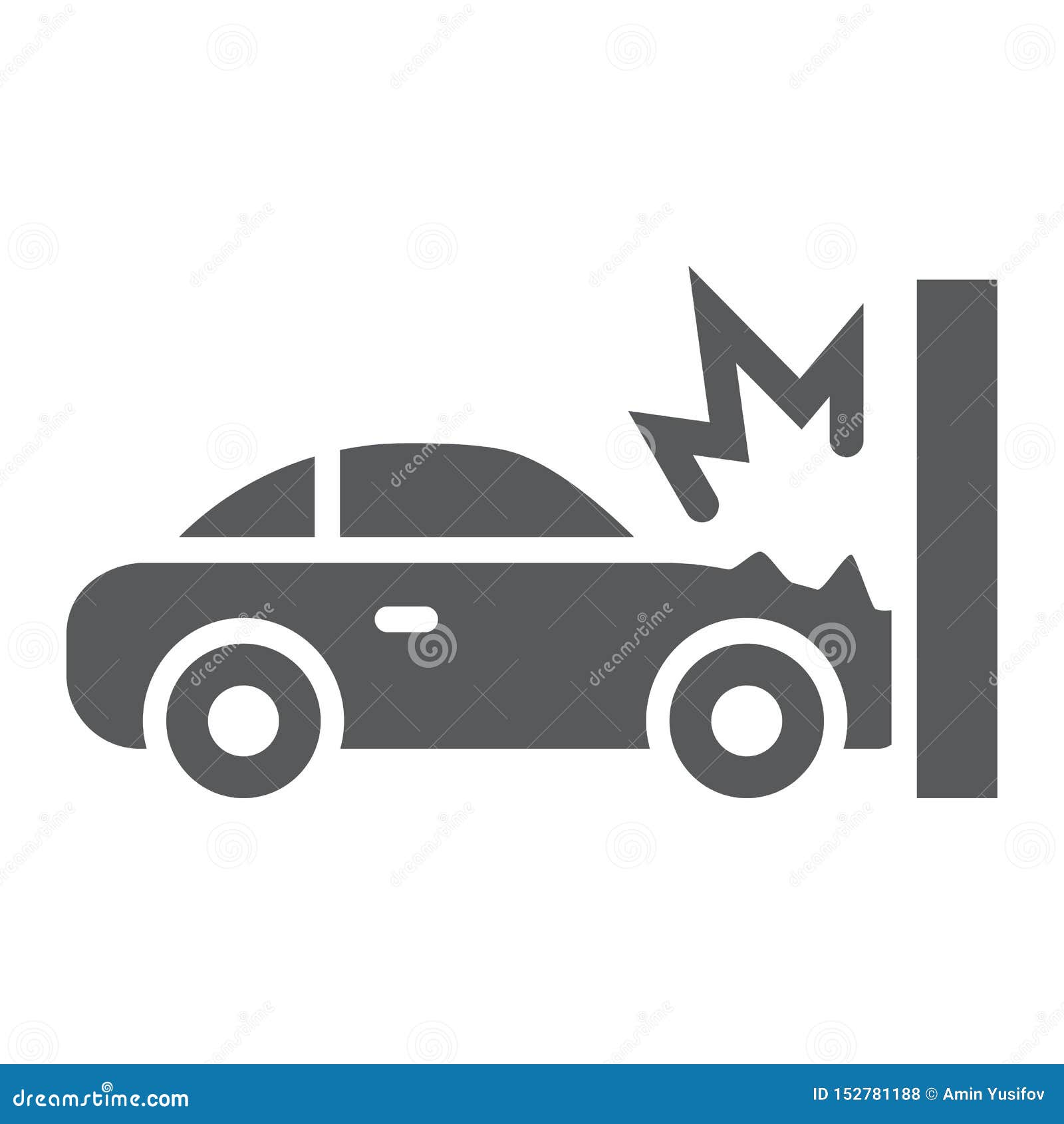 Traffic Accident Glyph Icon, Disaster and Auto, Car Crash Sign, Vector ...