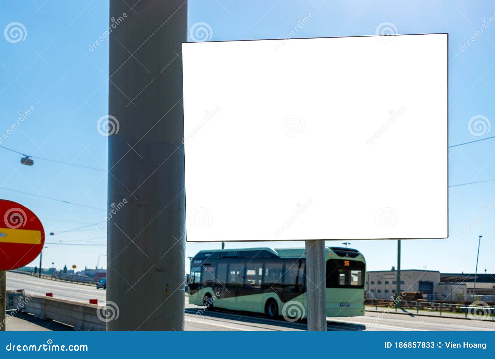 Traffic Advertisement White Mockup Billboard Sunny Day Stock Image ...