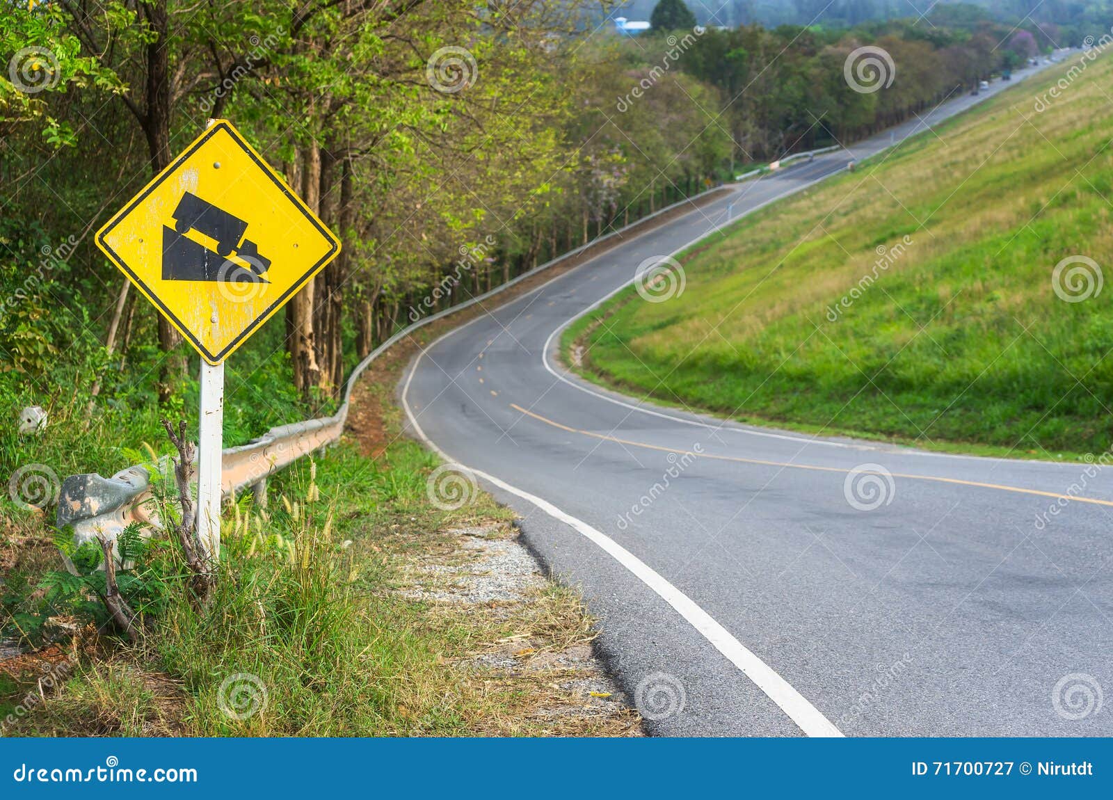 Traffic Alerts Downhill Slope. Stock Image - Image of travel, danger ...