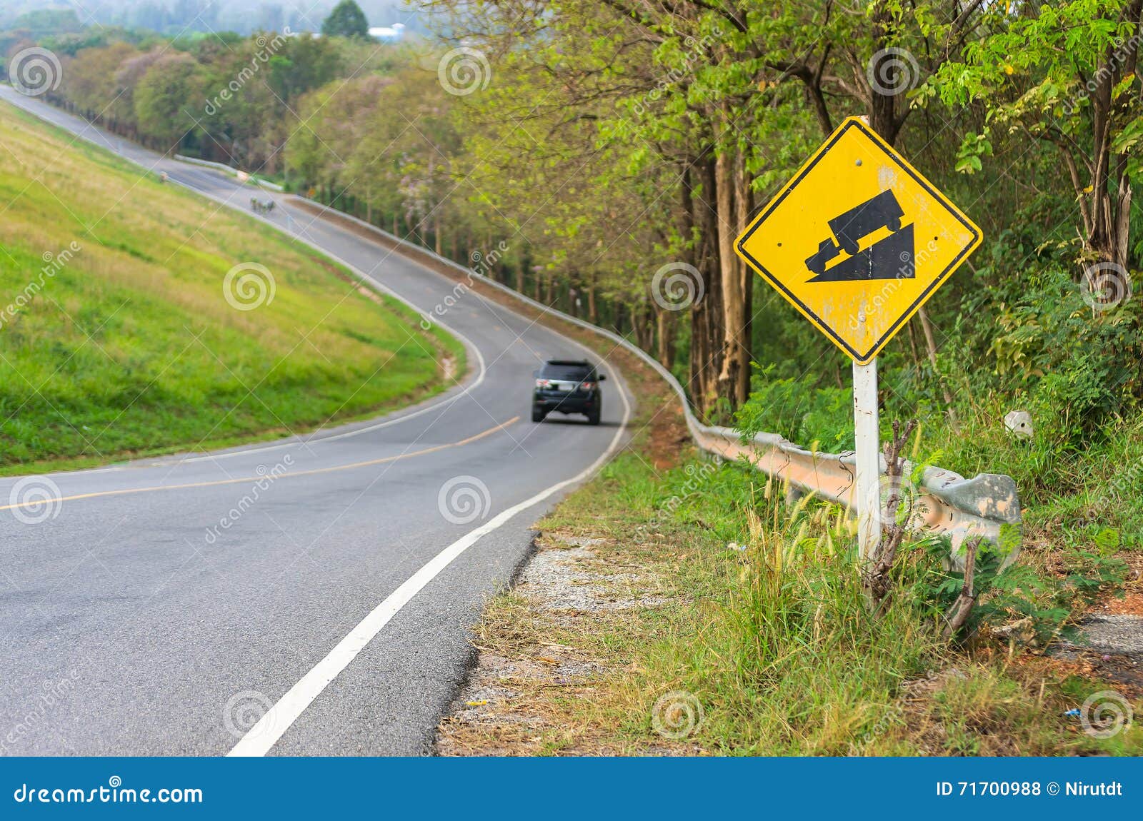 Traffic Alerts Downhill Slope. Stock Photo - Image of truck, warning ...