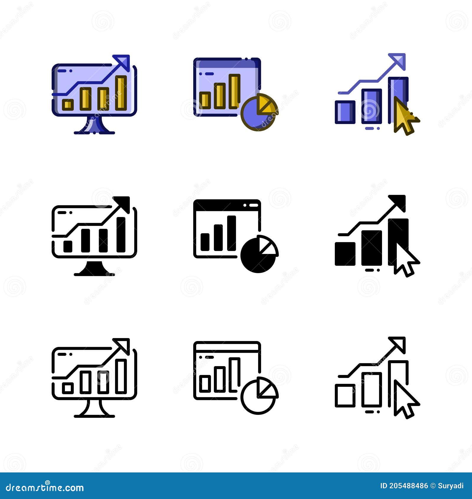 Traffic Analysis Icon Represented By Arrows And Graphs Vector ...