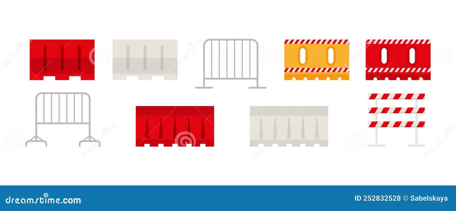 Traffic Barrier Fencing for Road Blocking, Flat Vector Illustration ...