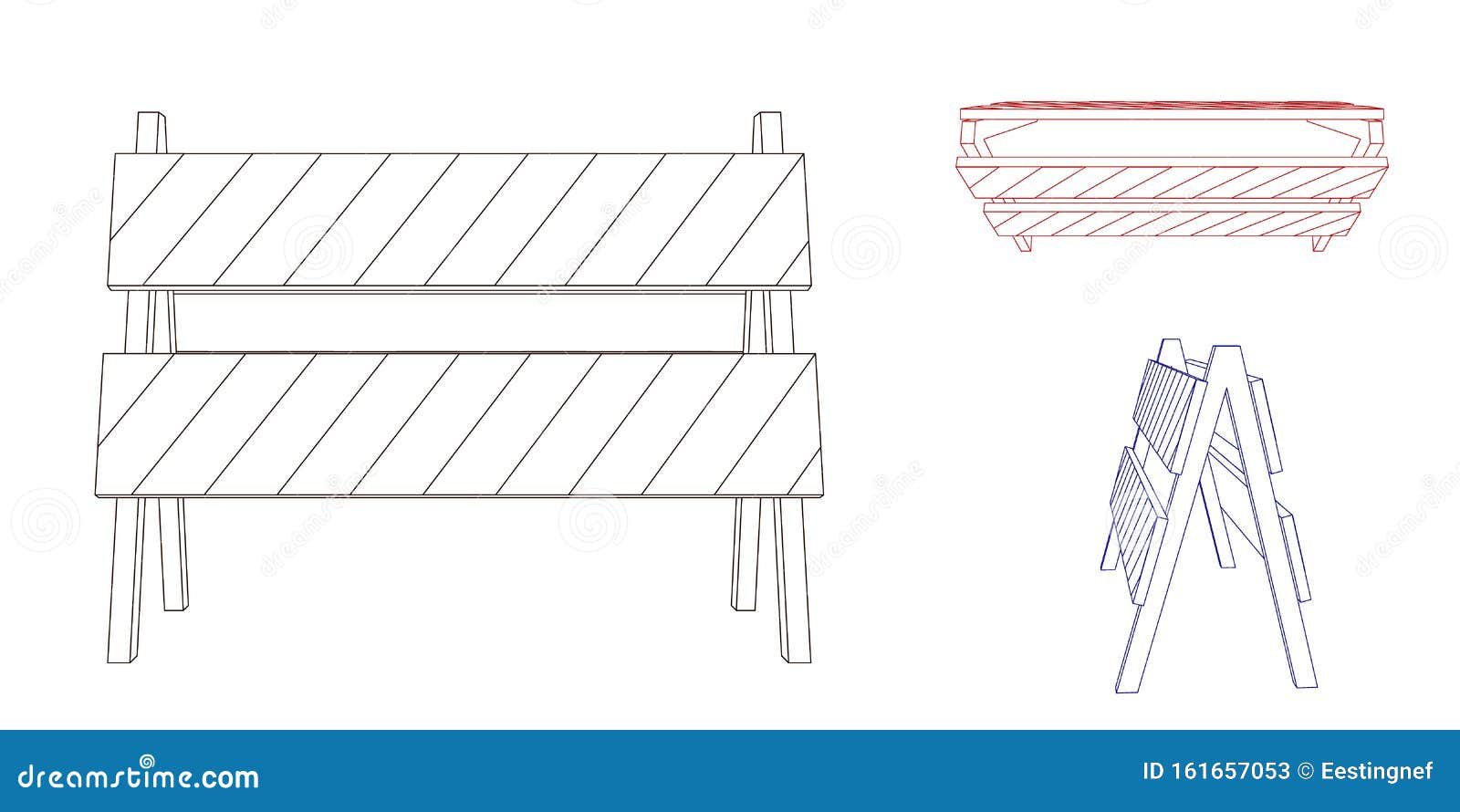 Traffic Barrier. Vector Outline Illustration Stock Vector ...