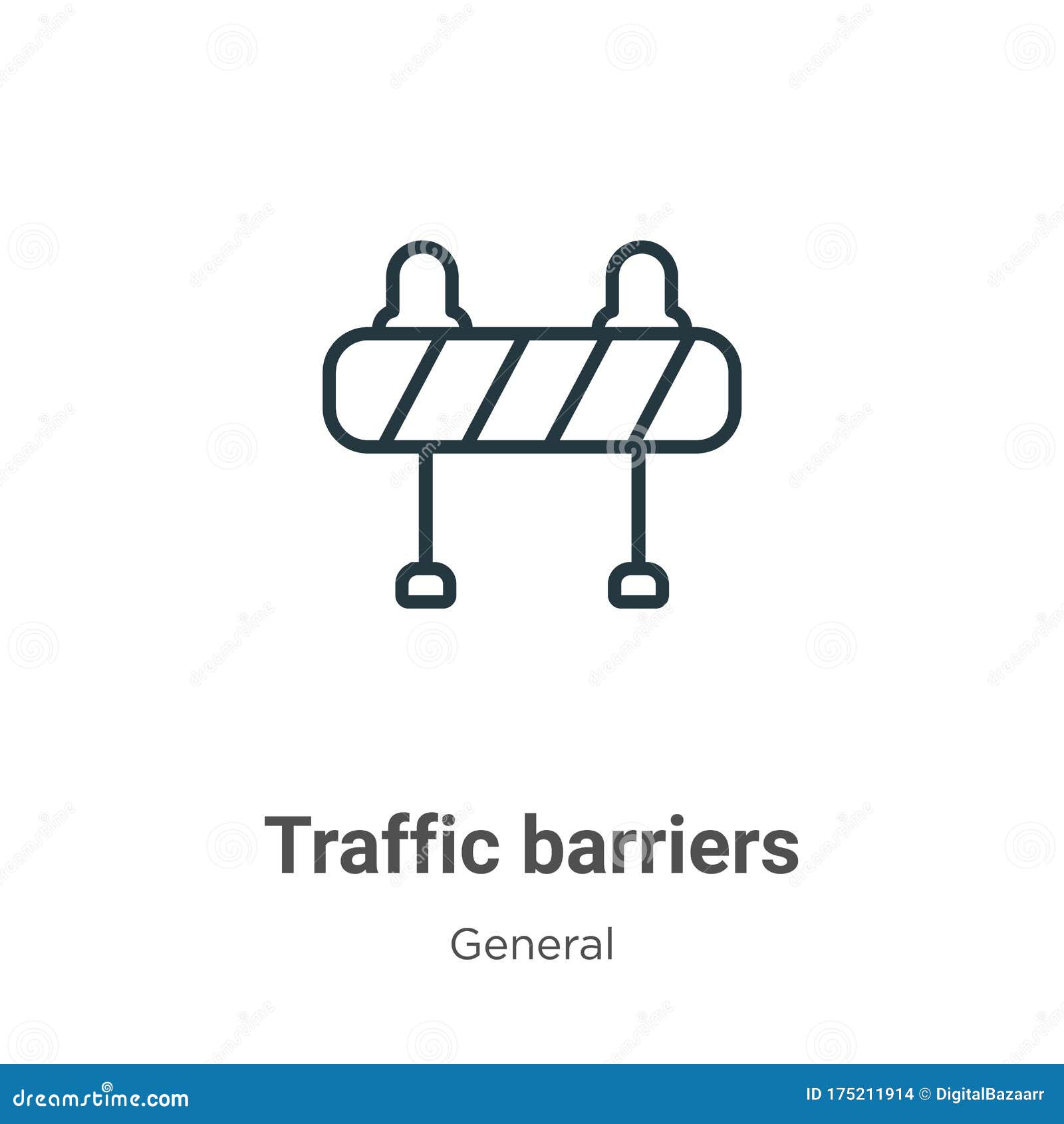 Traffic Barriers Outline Vector Icon. Thin Line Black Traffic Barriers ...