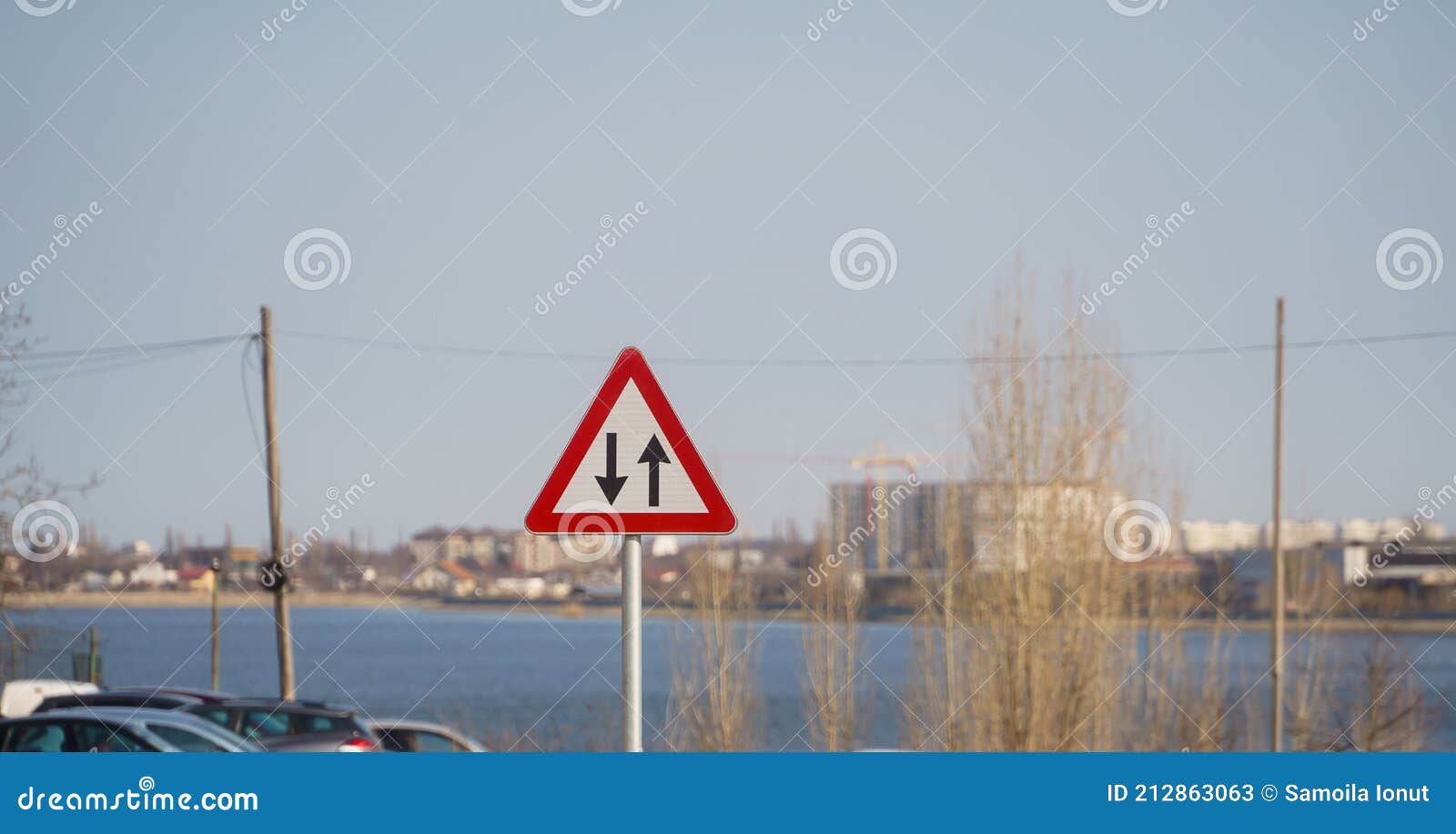 Traffic in Both Directions. Road Sign. Stock Image - Image of ...