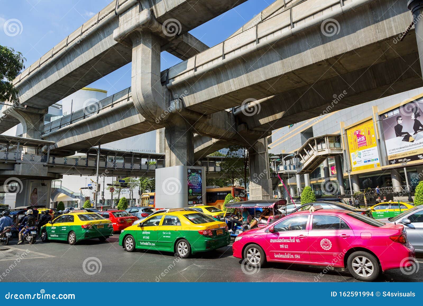 Traffic, BTS Skytrain Structure Near Siam Square Editorial Stock Image ...