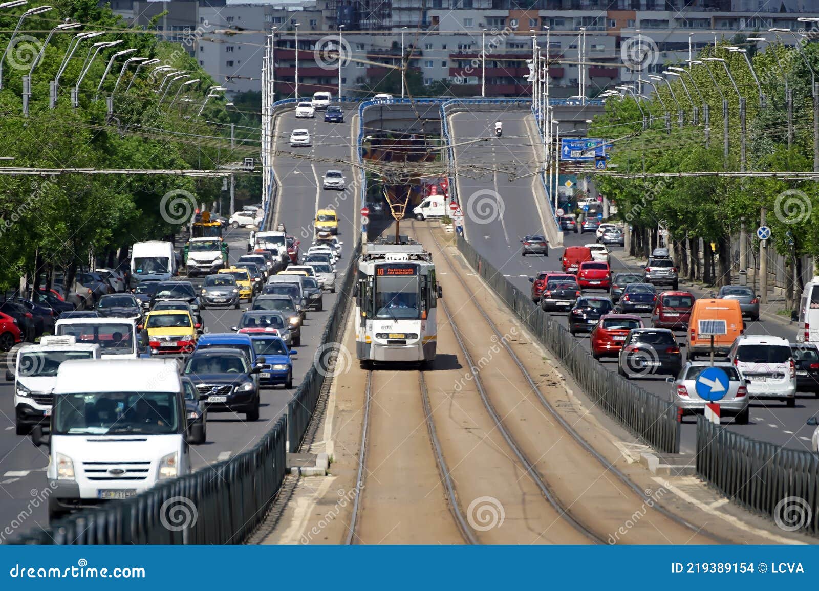 Traffic in Bucharest, Romania Editorial Stock Image - Image of tram ...