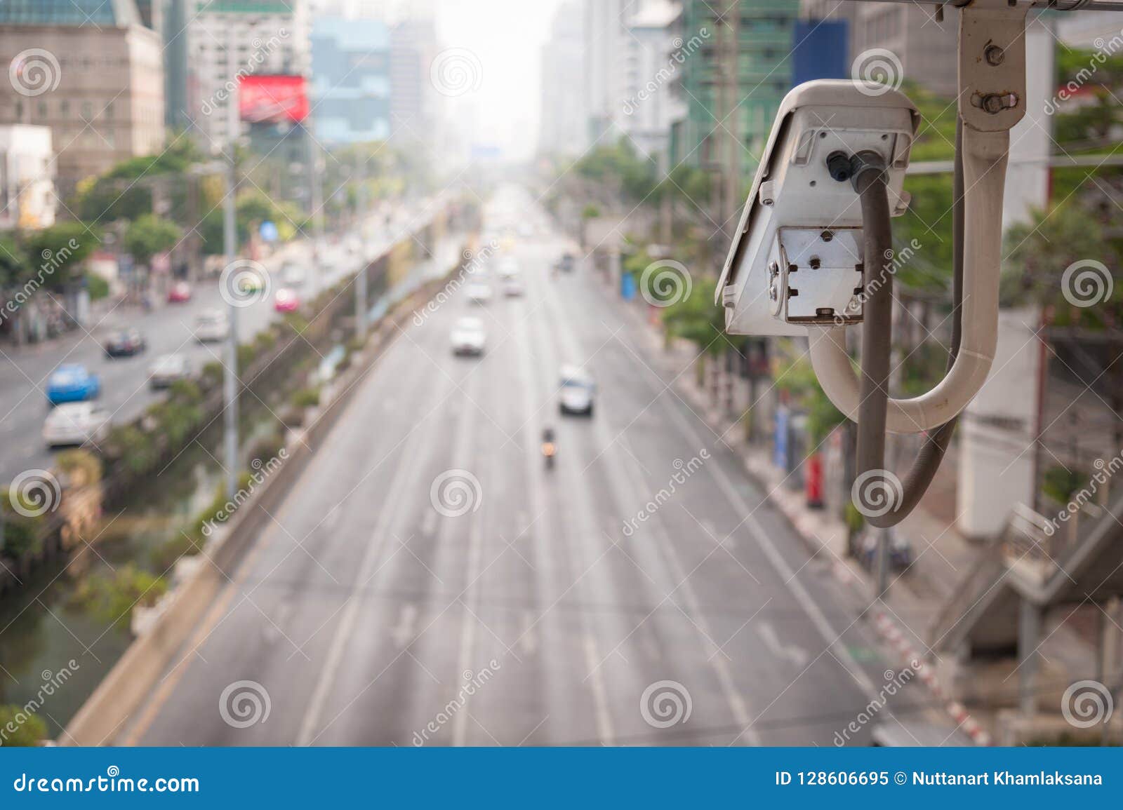 Traffic Camera Observes Vehicular Traffic on a Road Stock Image - Image ...