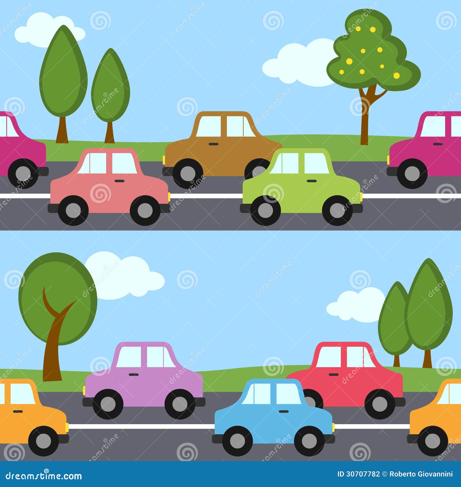 Traffic Cars Seamless Pattern Stock Vector - Illustration of texture ...