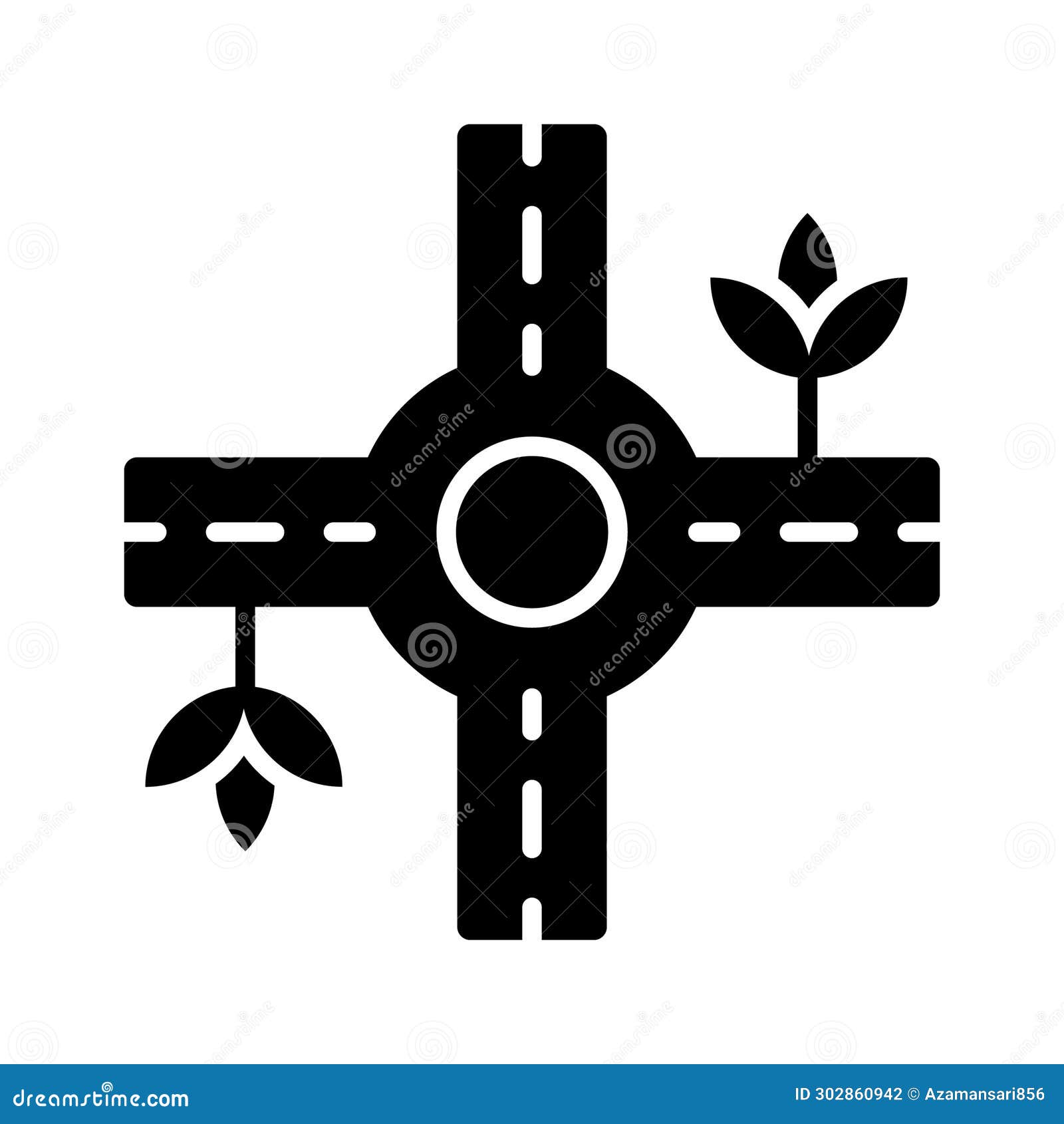 Traffic Circle with Four Roads Showing Concept Icon of Road ...