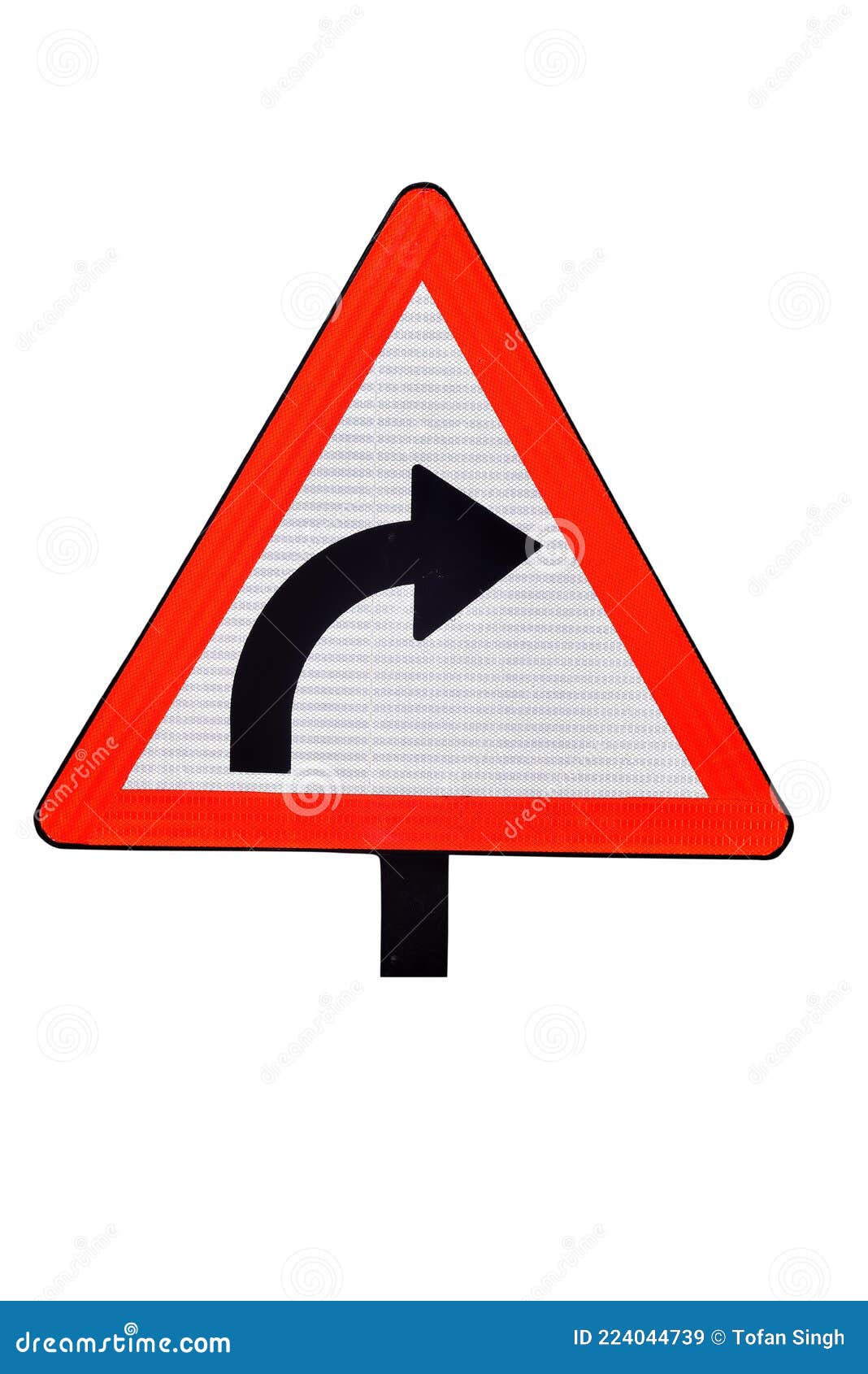 Traffic Circle Shaped U Turn Sign with Post on White Background Stock ...
