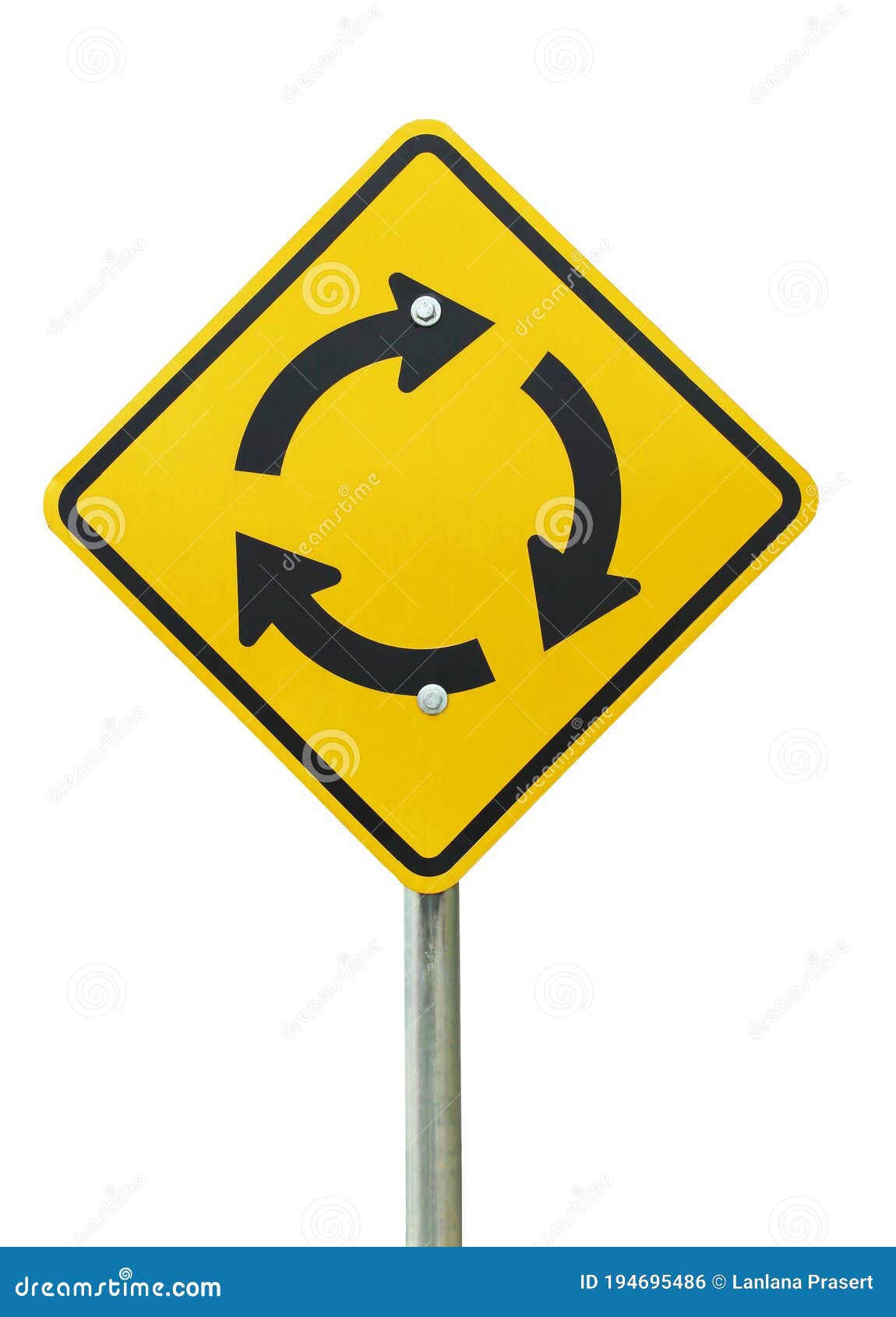 Traffic Circle Sign Isolated on White Background Stock Photo - Image of ...