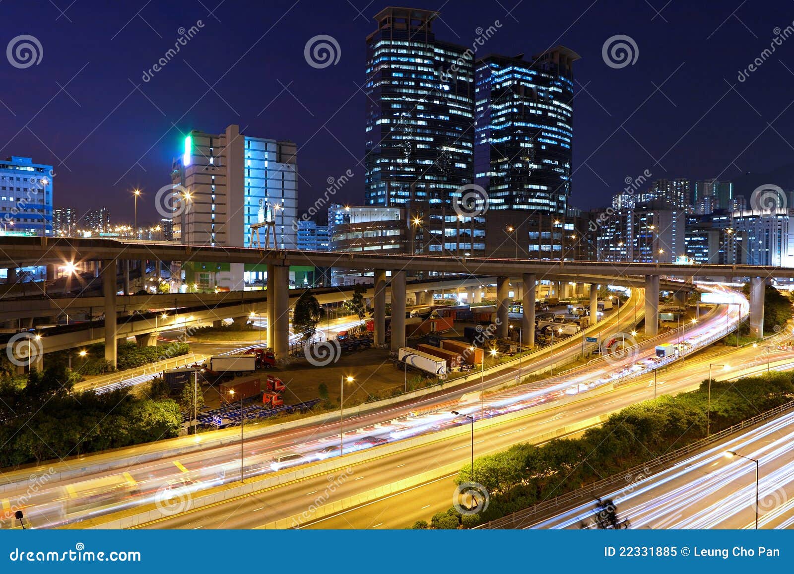 Traffic in city at night stock image. Image of motion - 22331885