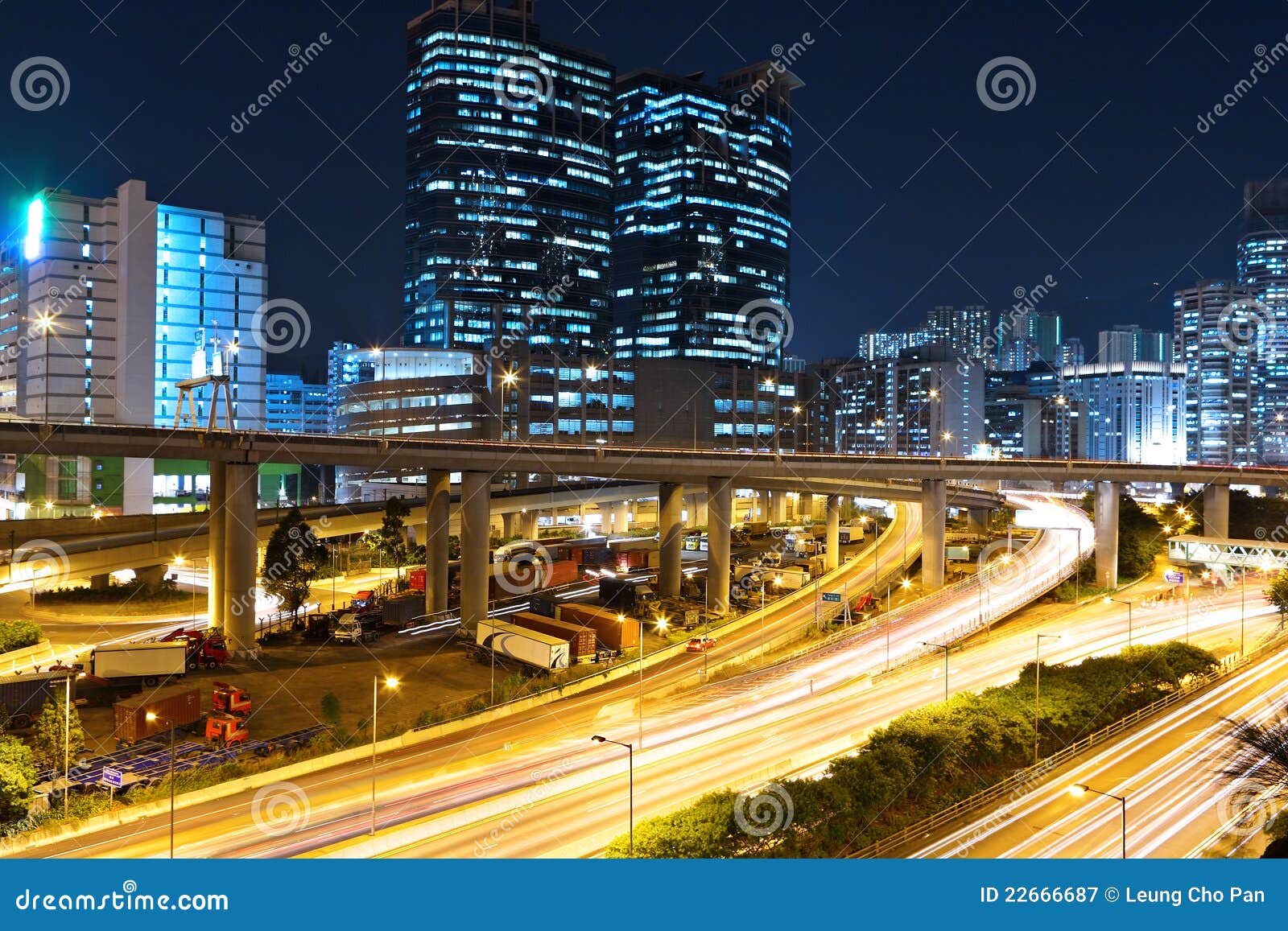 Traffic in city at night stock image. Image of bridge - 22666687