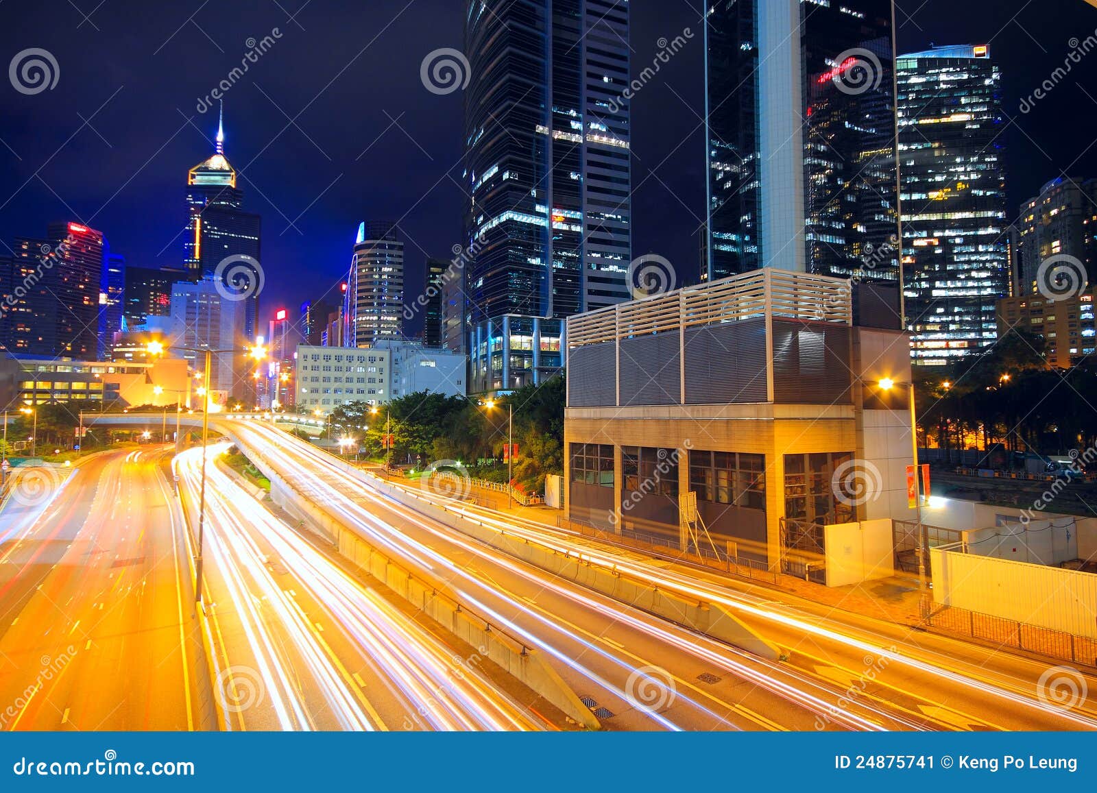 Traffic city night stock image. Image of bridge, lines - 24875741